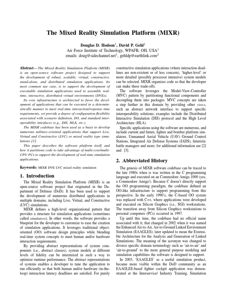 MIXR Platform | PDF | Real Time Computing | Simulation