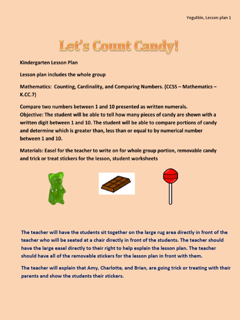 Lets Count Candy Lesson Plan | PDF | Candy | Lesson Plan