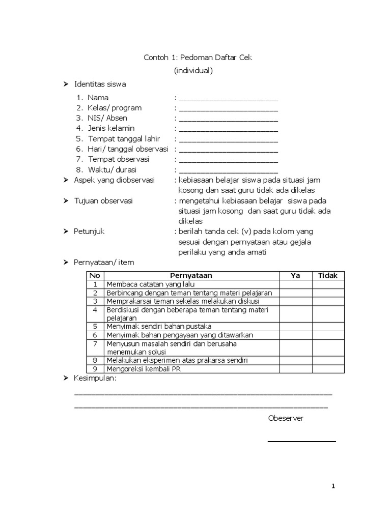 Contoh Format RPL BK | PDF
