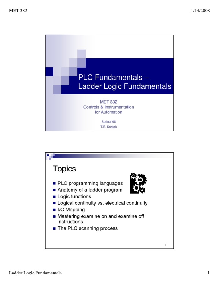 PLC Ladder Logic Fundamentals Guide | PDF | Programmable Logic ...