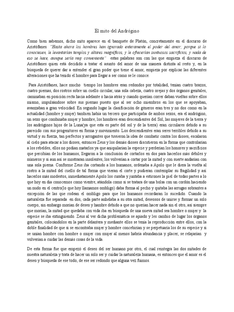El Mito Del Andrógino | PDF | Amor