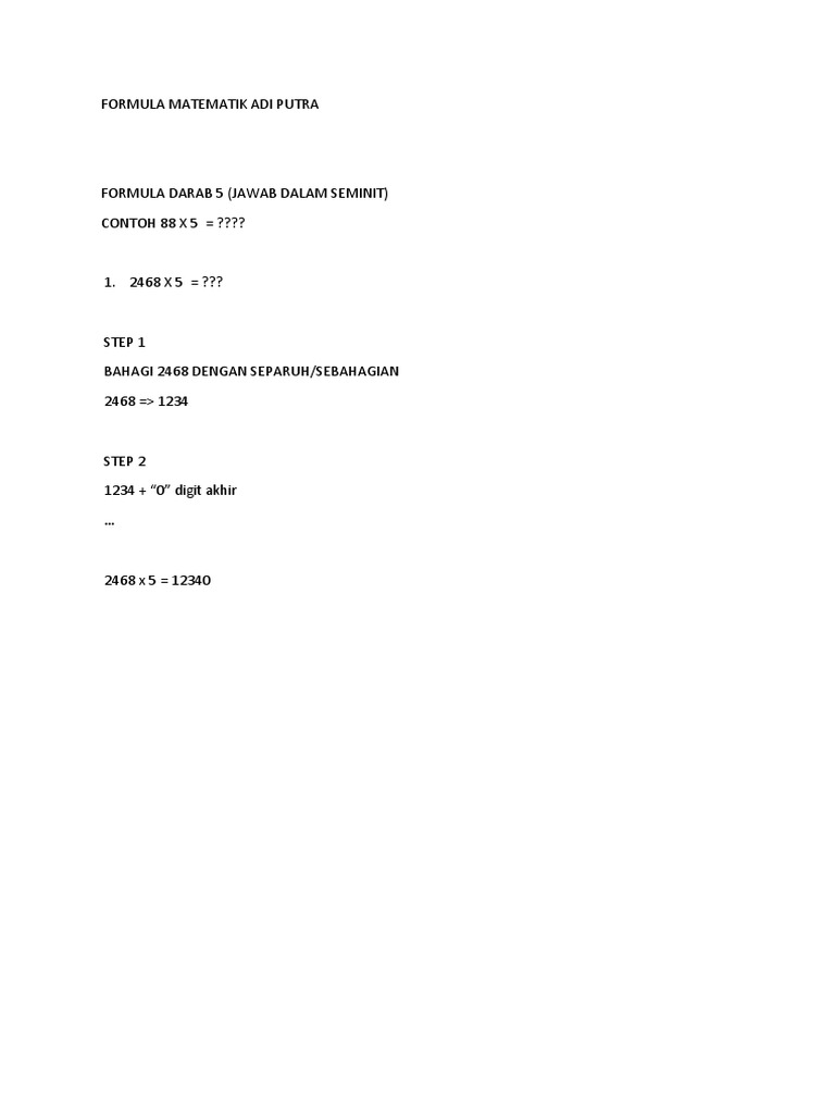 Formula Matematik Adi Putra | PDF