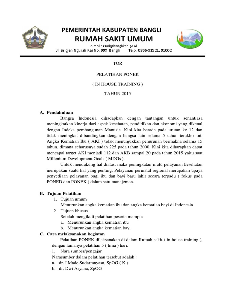 Evaluasi Pelatihan PONEK 2015 Bangli | PDF | Pengembangan Diri
