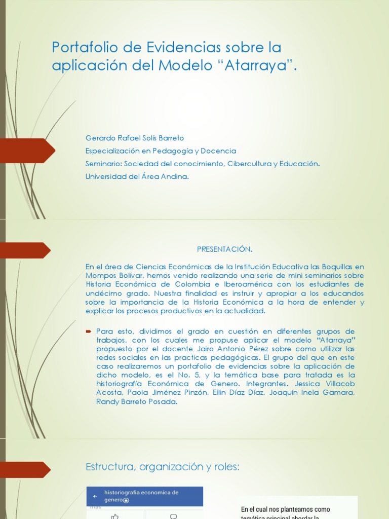 Portafolio de Evidencias Sobre La Aplicación Del Modelo Atarraya | PDF