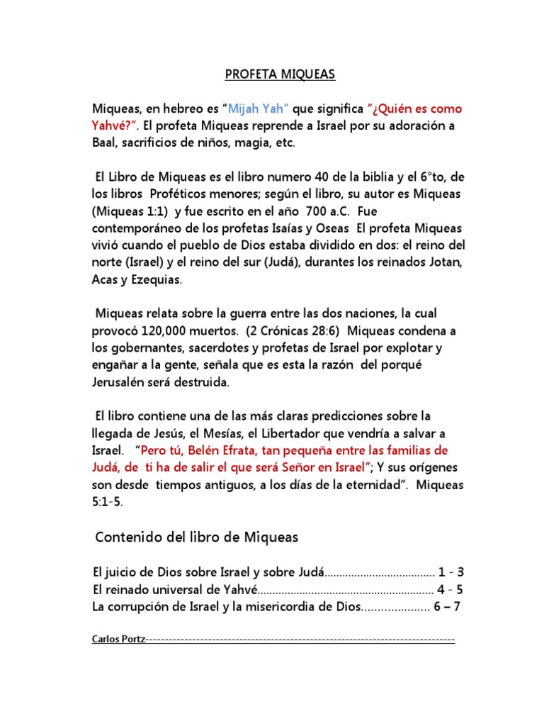 Profeta Miqueas | PDF | Historia