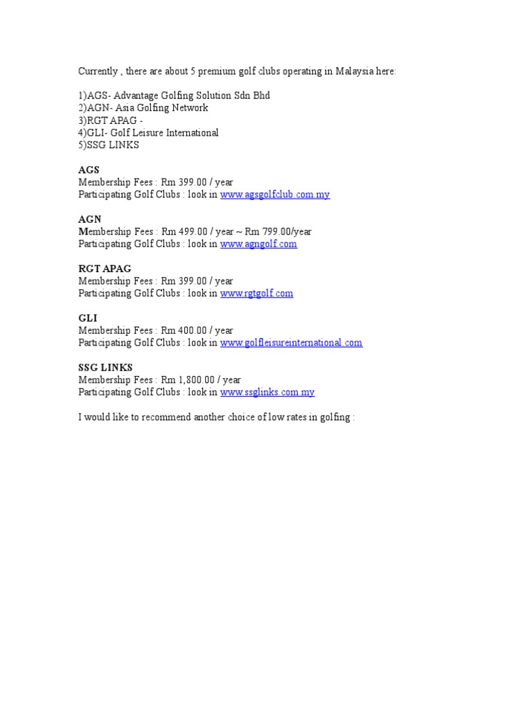 5 Premium Golf Club | PDF