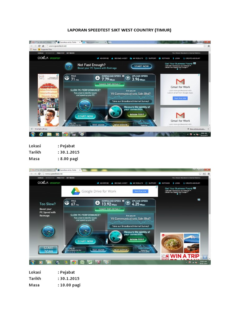 Contoh Laporan Speedtest | PDF