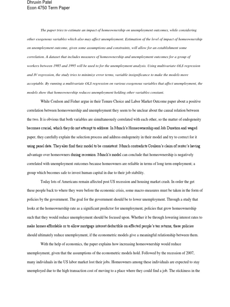 Econometrics Term Paper Pdf Ordinary Least Squares Multicollinearity