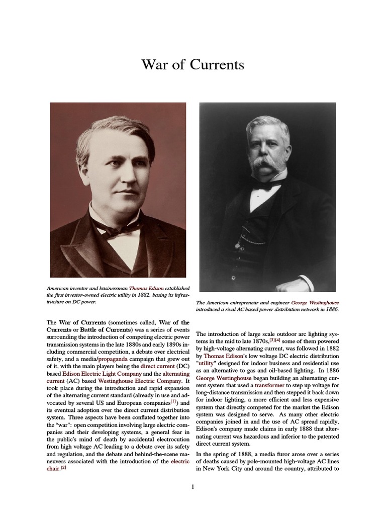 War of Currents | PDF | Alternating Current | Electric Chair