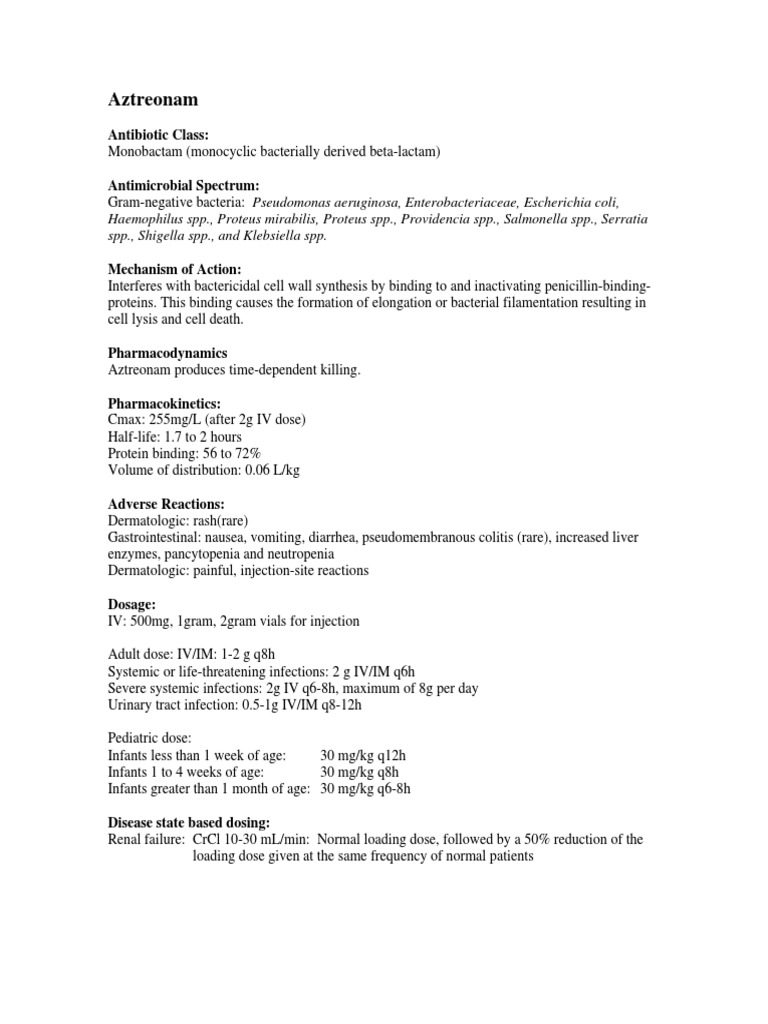 Aztreonam | Drugs | Medical Specialties