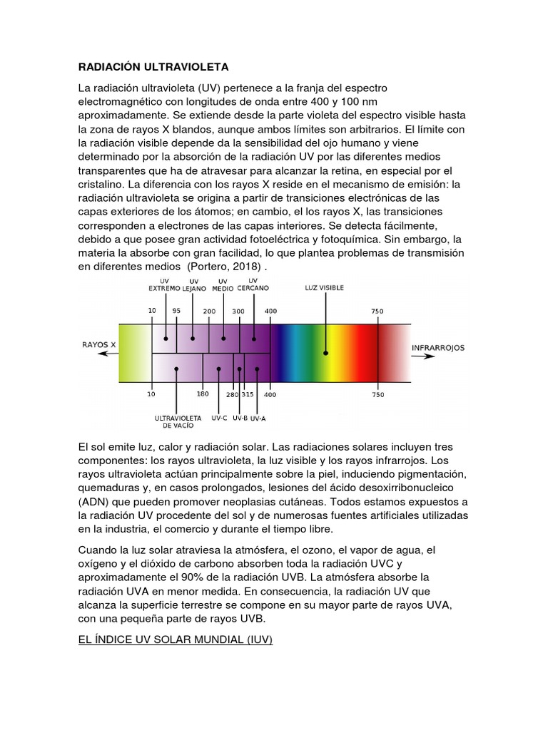 Radiación Ultravioleta | PDF | Ultravioleta | Radiación electromagnética