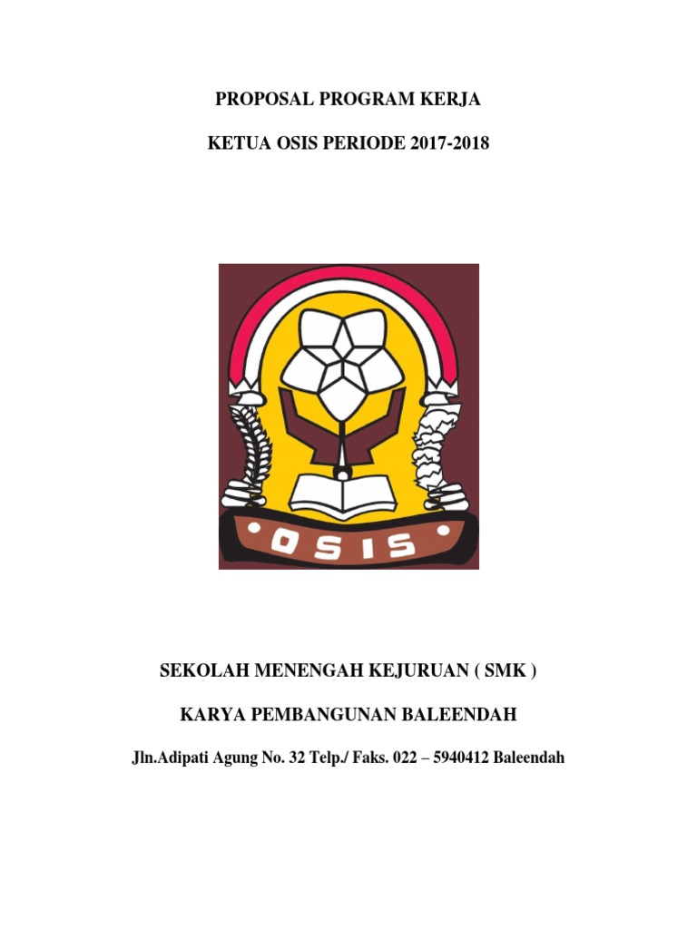 Proposal Program Kerja Osis Periode 2017-2018 | PDF