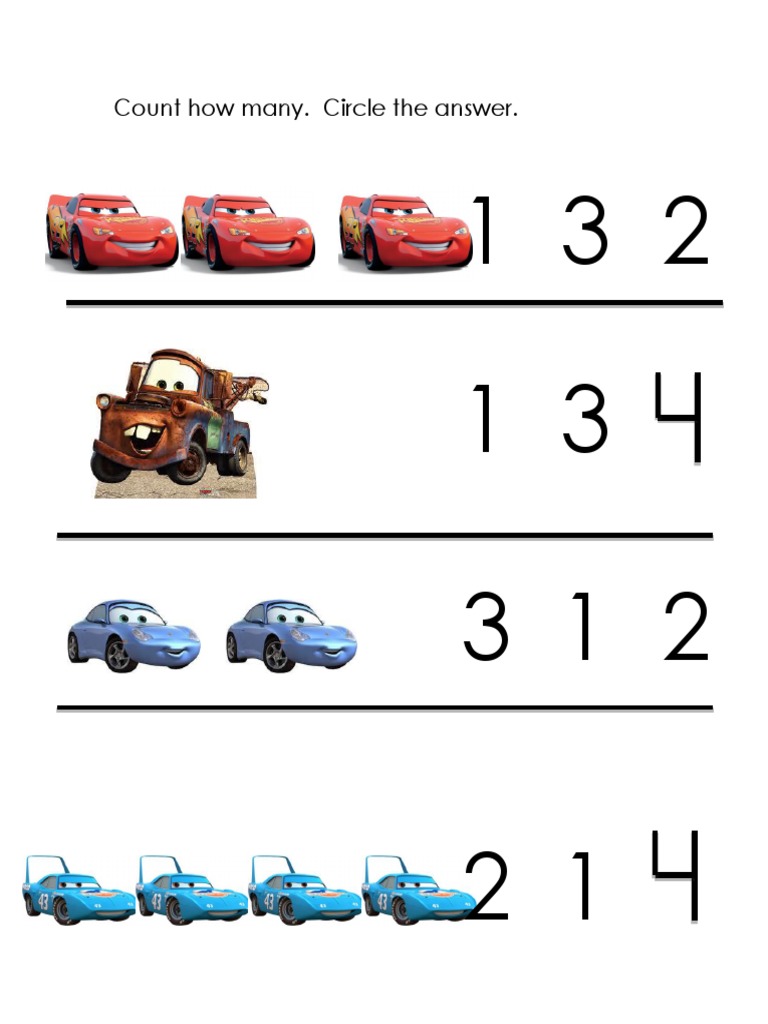 Cars Counting Sheet | PDF
