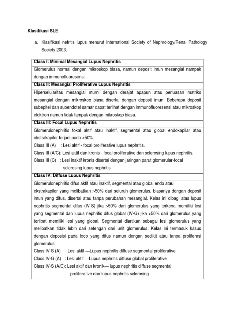 Klasifikasi Dan Komplikasi SLE | PDF