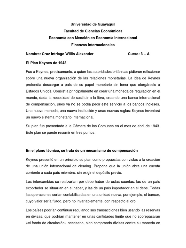 El Plan Keynes de 1943 Y WHITE | PDF | Balance de pagos | John Maynard ...