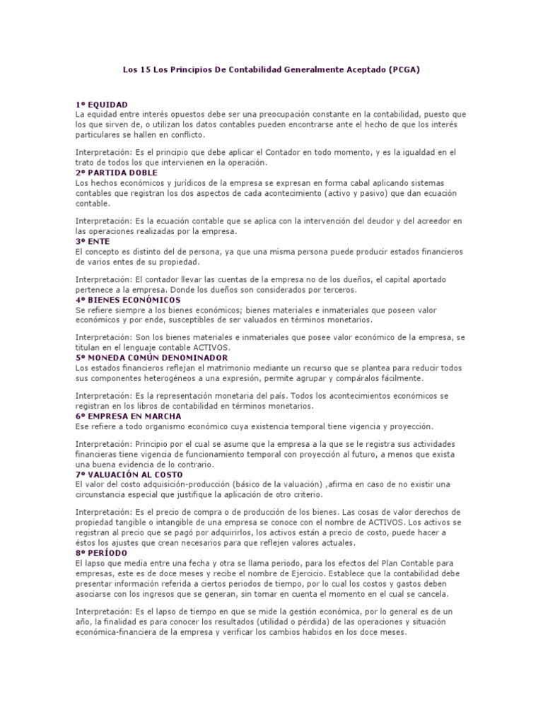 Los 15 PCGA | PDF | Contabilidad | Economias
