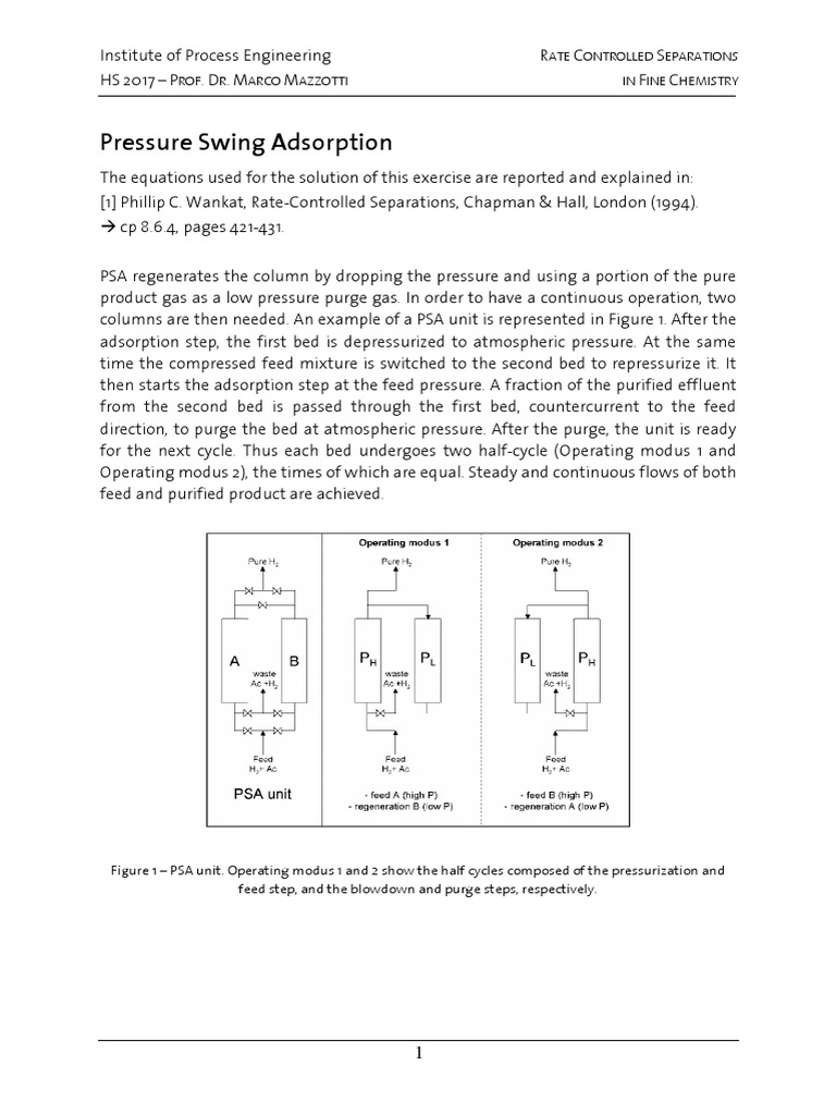 PSA Purification | PDF | Adsorption | Equations