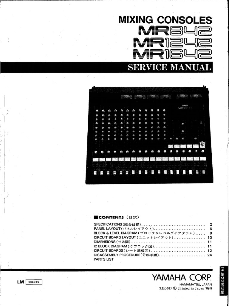Yamaha MR842, MR1242, MR1642 | PDF