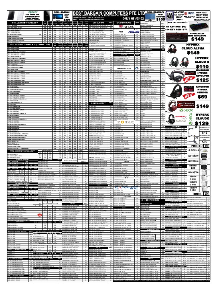 Computer Hardware Price List | PDF | Computer Architecture | Electronics