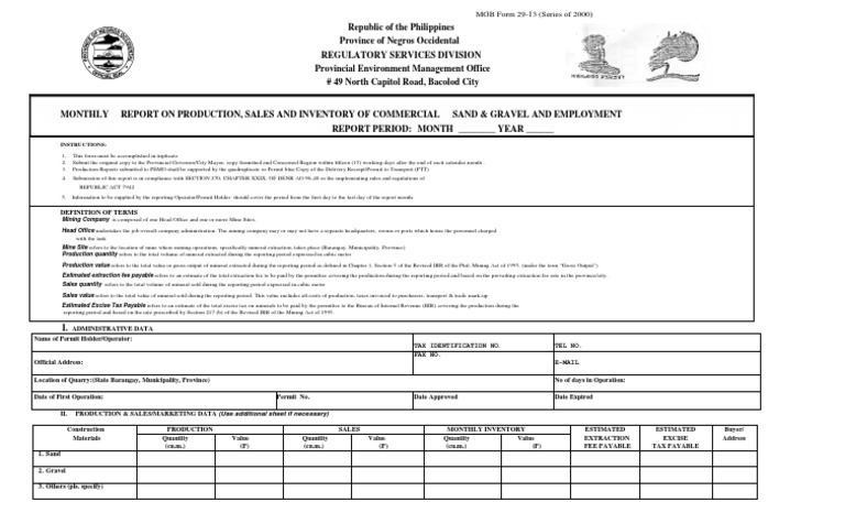 MGB Form 29-13 | PDF | Taxes | Mining
