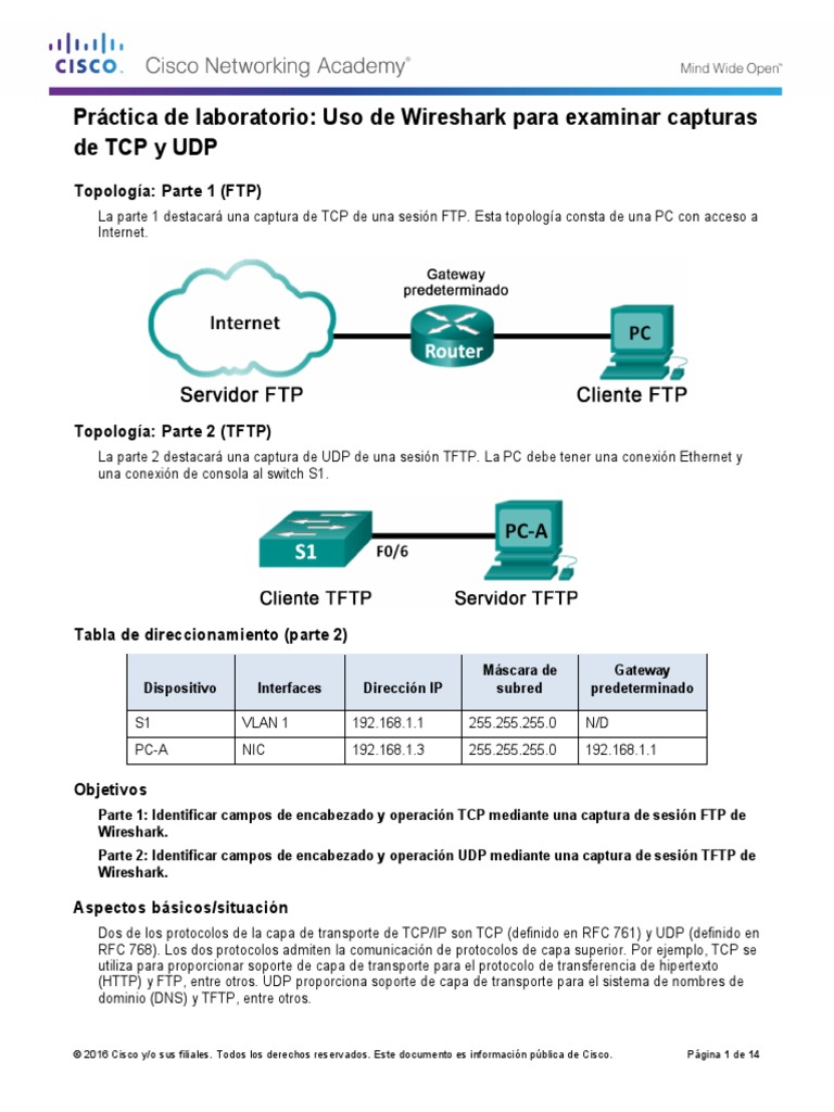 9.2.4.3 Lab Using Wireshark To Examine TCP and UDP Captures PDF | PDF | Protocolo de Control de ...