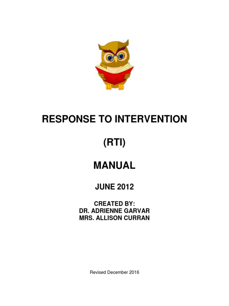 Response To Intervention (Rti) Manual PDF | PDF | Phonics | Reading (Process)