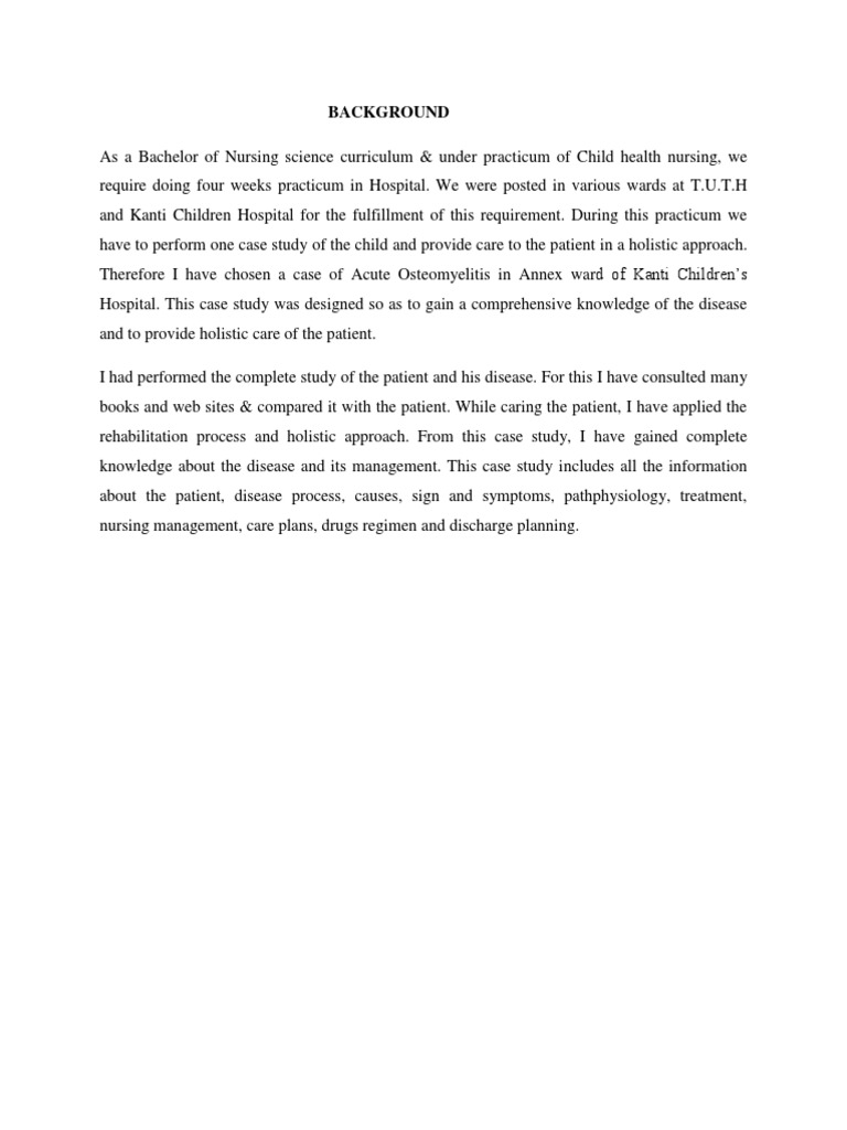 Child Case Study | PDF | Infection | Bone