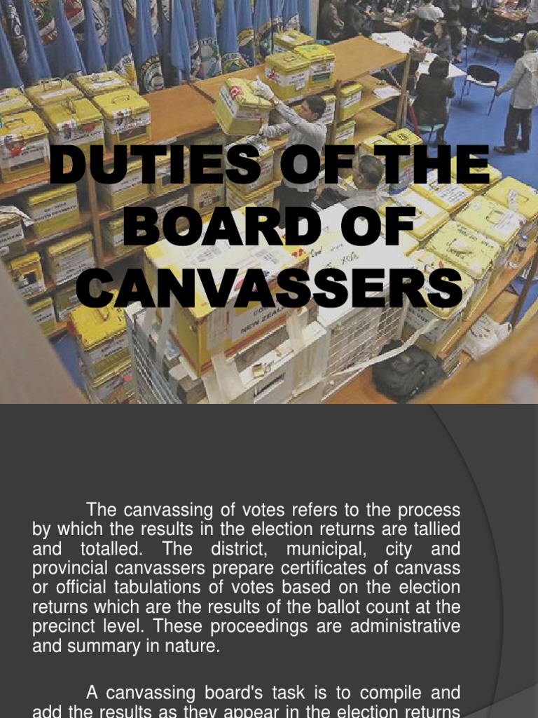 Duties of The Board of Canvassers | PDF | Elections | Commission On ...