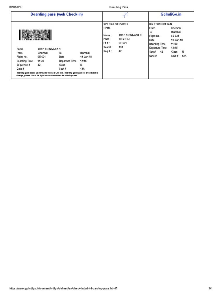 Boarding Pass 1 | PDF