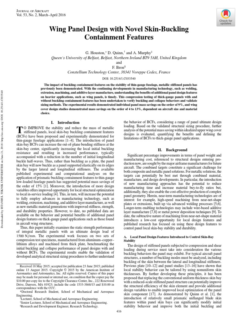 Wing Panel Design With Novel Skin-Buckling Containment Features Abs ...