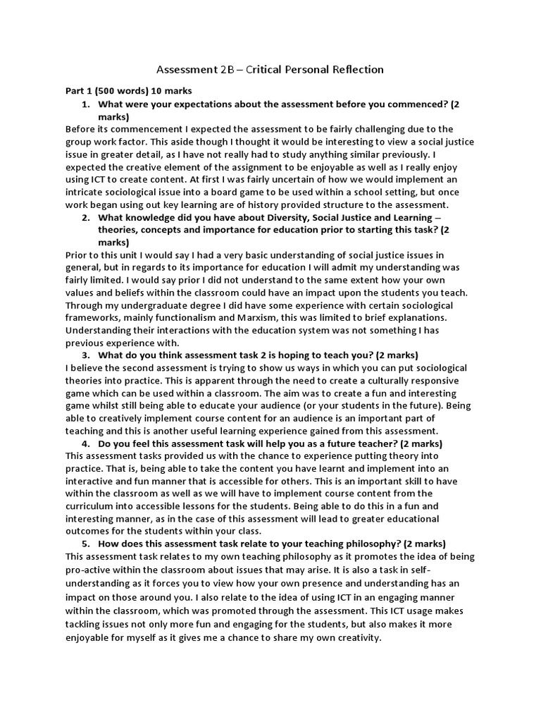 2b Personal Reflection | PDF | Educational Technology | Teachers