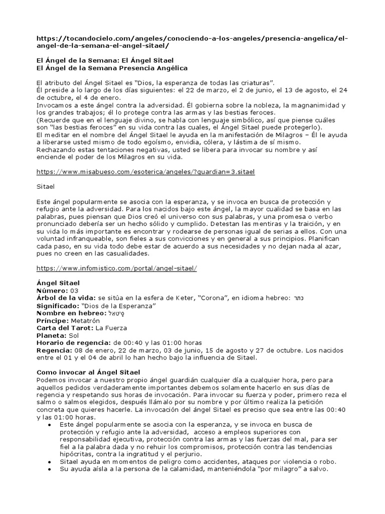 Ángel Sitael | PDF | Amor | Oración