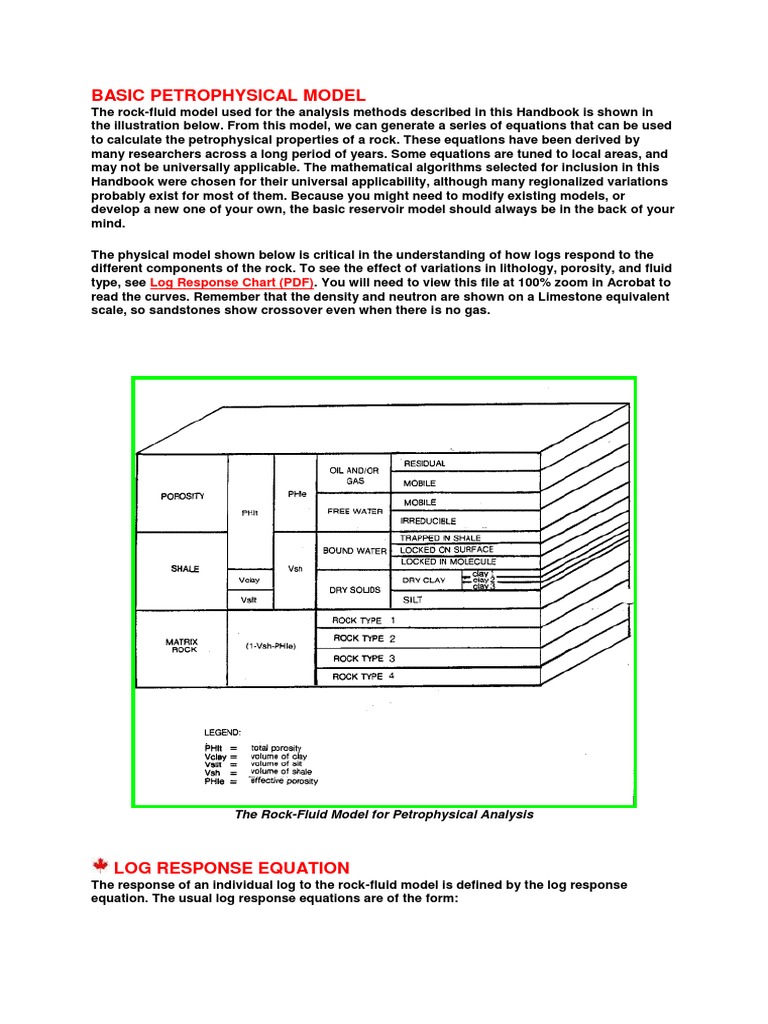 Basic Petrophysical Model: Log Response Chart PDF | PDF | Applied ...
