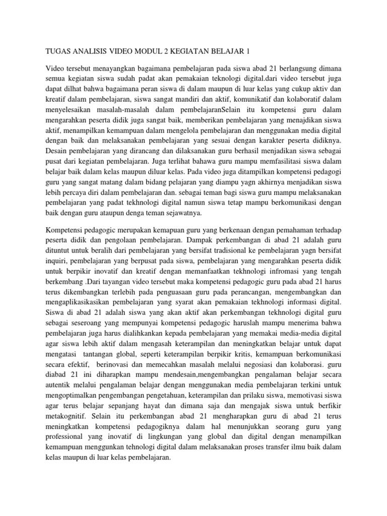 Tugas Analisis Video Modul 2 Kegiatan Belajar 1 | PDF