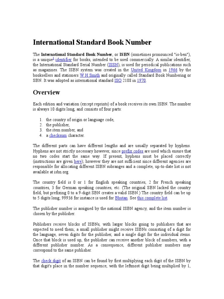 International Standard Book Number | PDF | International Standard Book ...