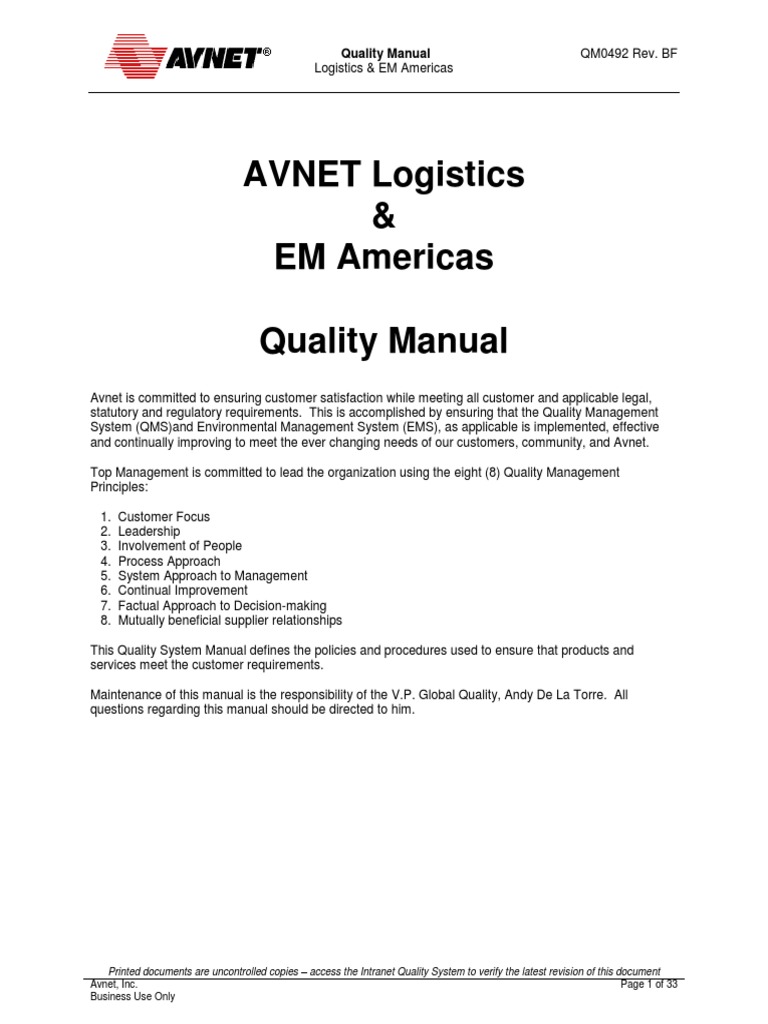 Sample Quality Manual | PDF | Business Process | Quality Management System