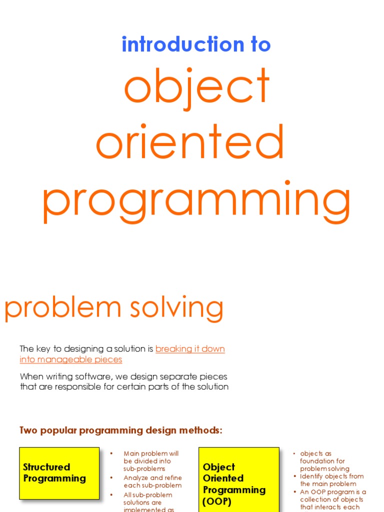 Object Oriented Programming: Introduction To | PDF | Method (Computer ...