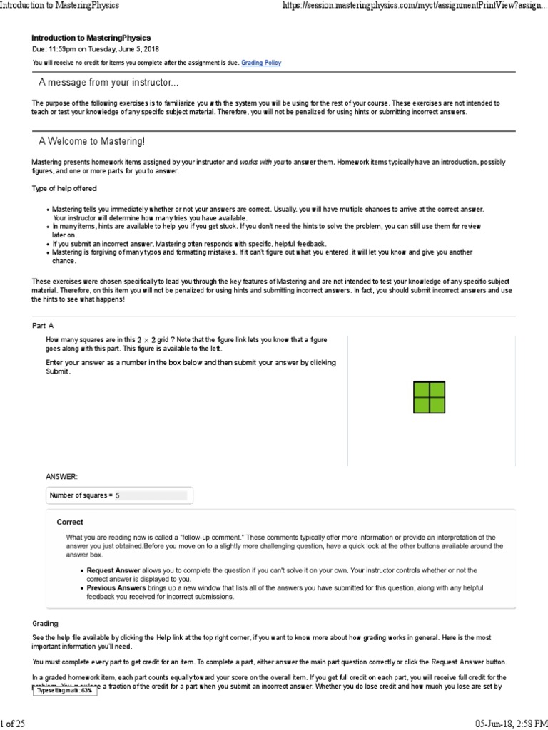 Intro To Mastering Physics | PDF | Multiple Choice | Torque