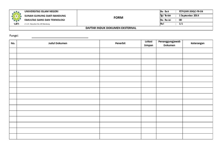 004 FR Daftar Induk Dokumen Eksternal | PDF