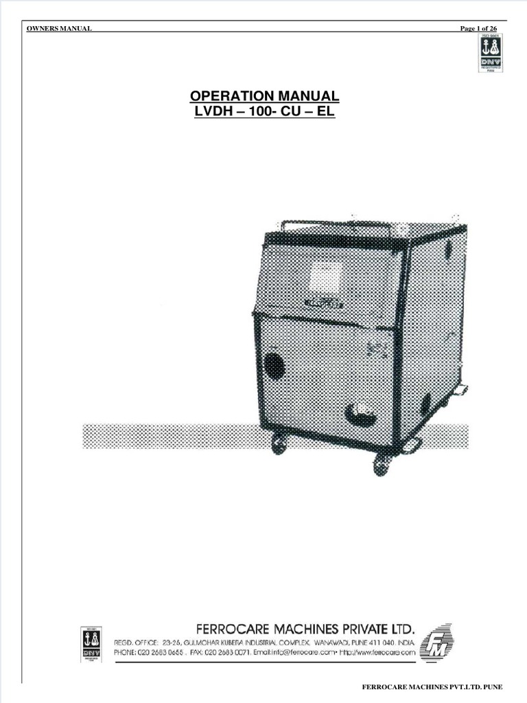 LVDH 100 CU EL Operation Manual | PDF | Pump | Vacuum