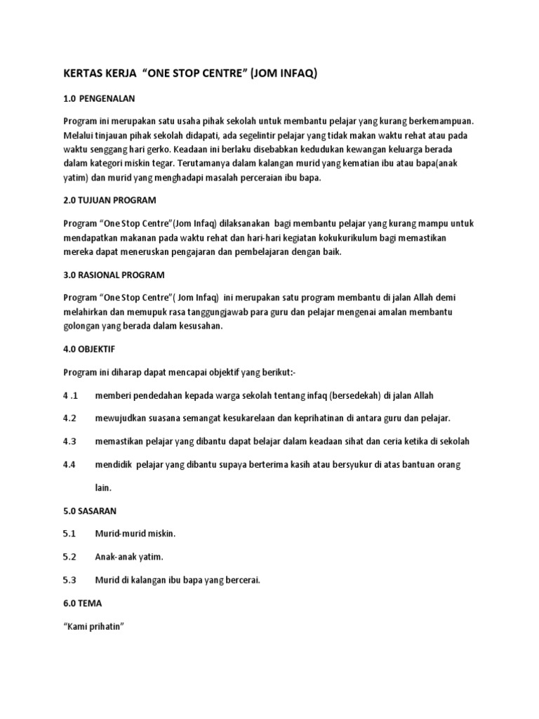 Kertas Kerja Jom Infaq | PDF