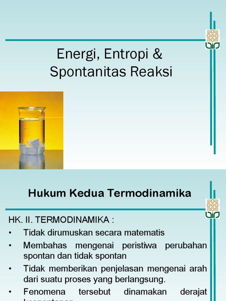 Entropi dan Energi Spontan Reaksi | PDF