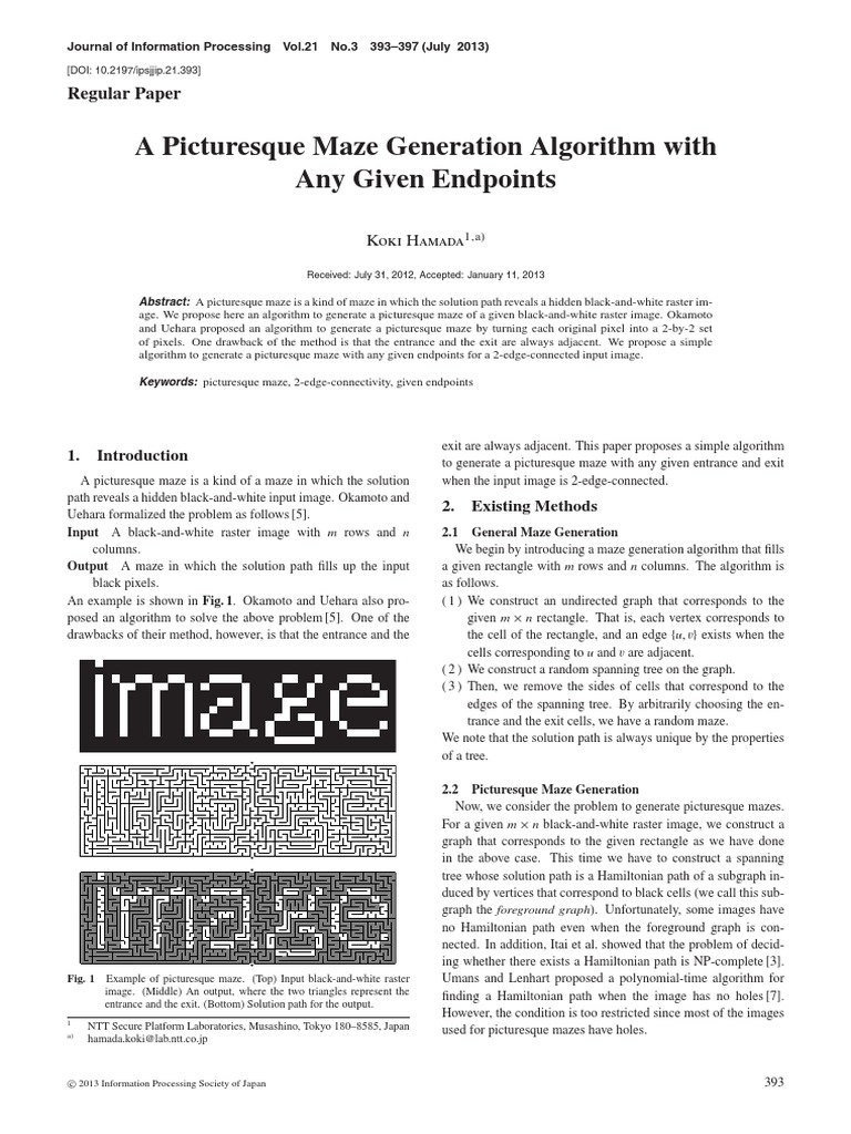 A Picturesque Maze Generation Algorithm With Any Given Endpoints Download Free Pdf Vertex 