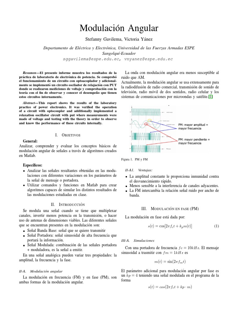 Modulacion Angular | PDF | Modulación | Modulación de frecuencia