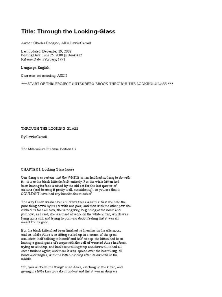 Through The Looking-Glass | PDF | Through The Looking Glass