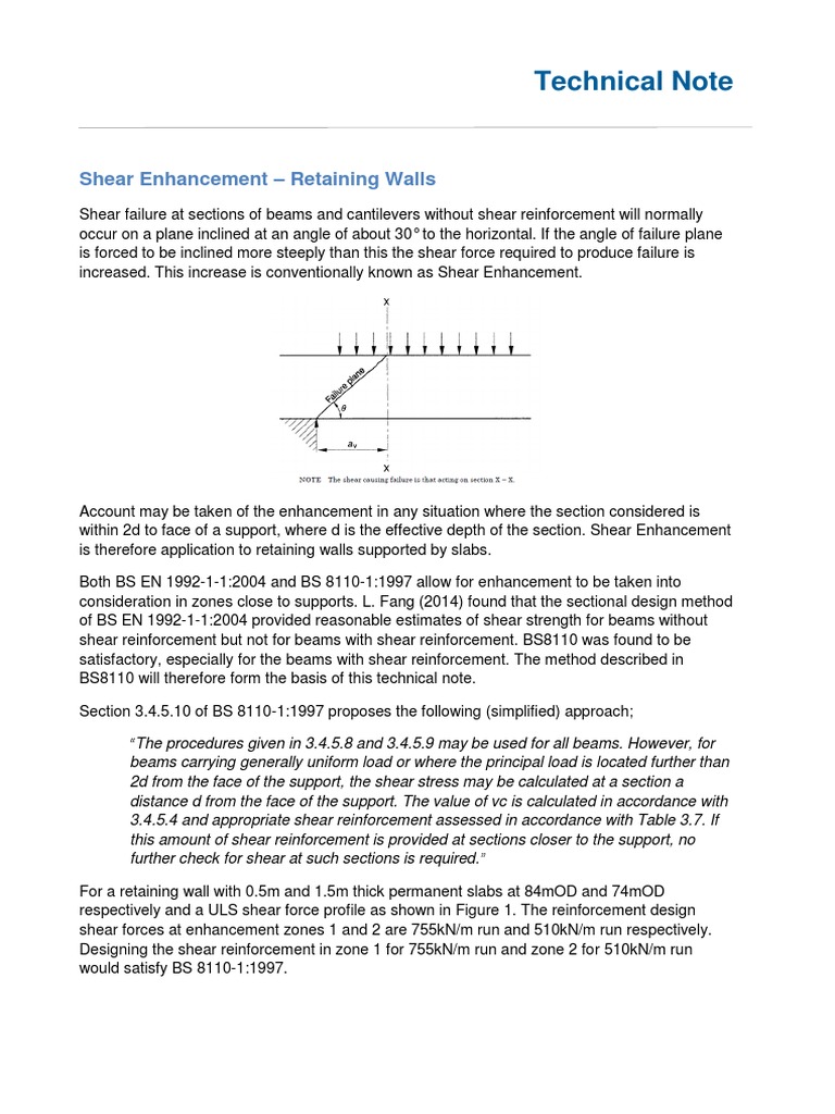 Shear Enhancement - Retaining Walls | PDF | Shear Stress | Beam (Structure)