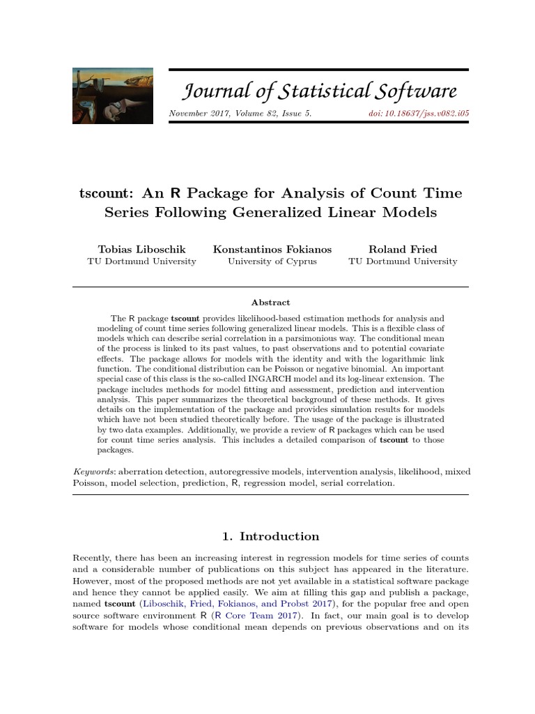 Journal of Statistical Software: Tscount: An R Package For Analysis of Count Time | PDF | Akaike ...