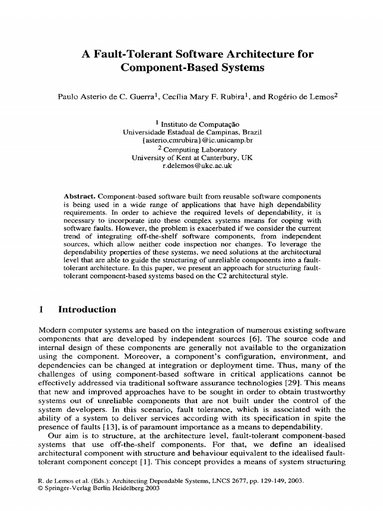 Fault Tolerant SW | PDF | Component Based Software Engineering | Fault Tolerance