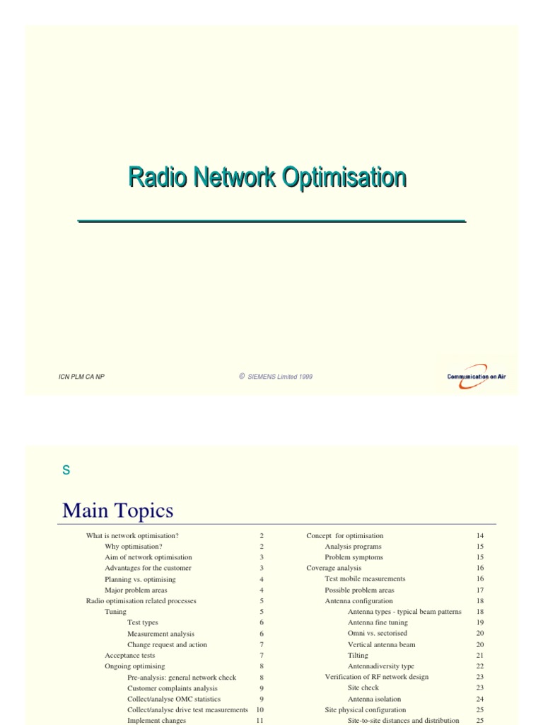 2GRF RAN Optimisation PDF | PDF | Antenna (Radio) | Product Lifecycle