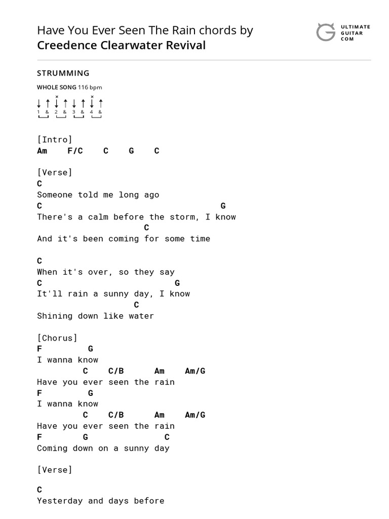 Have You Ever Seen The Rain Guitar Chords